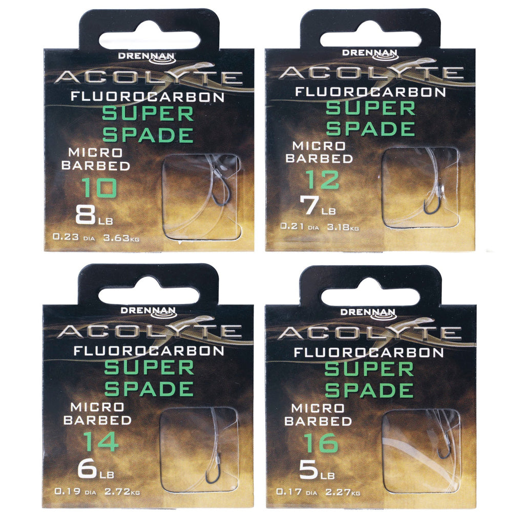 Drennan Acrolyte Super Spade Barbed - Hooks to Fluorocarbon – Willy Worms