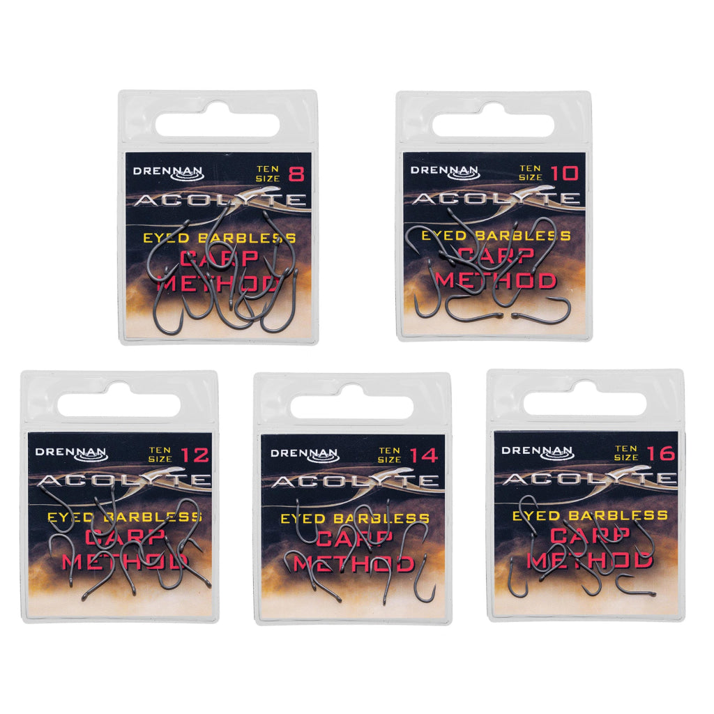 Drennan Acolyte Carp Method Barbless Hooks – Willy Worms
